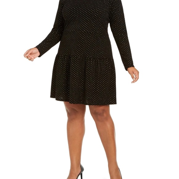 Michael Kors Dresses Michael Kors Blackgold Dot Ls Dress X M14